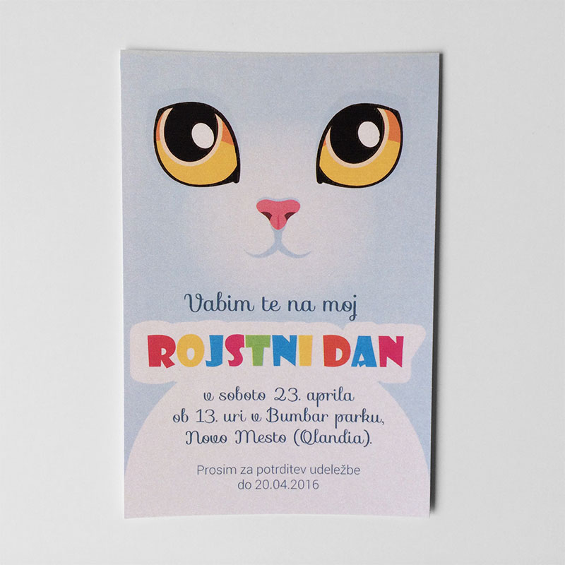 Vabilo za otroški rojstni dan: Mačka | Bronsa