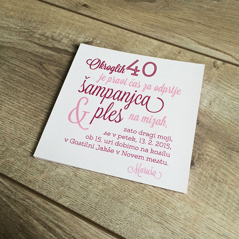 Vabilo za rojstni dan: Okroglih 40 | Bronsa